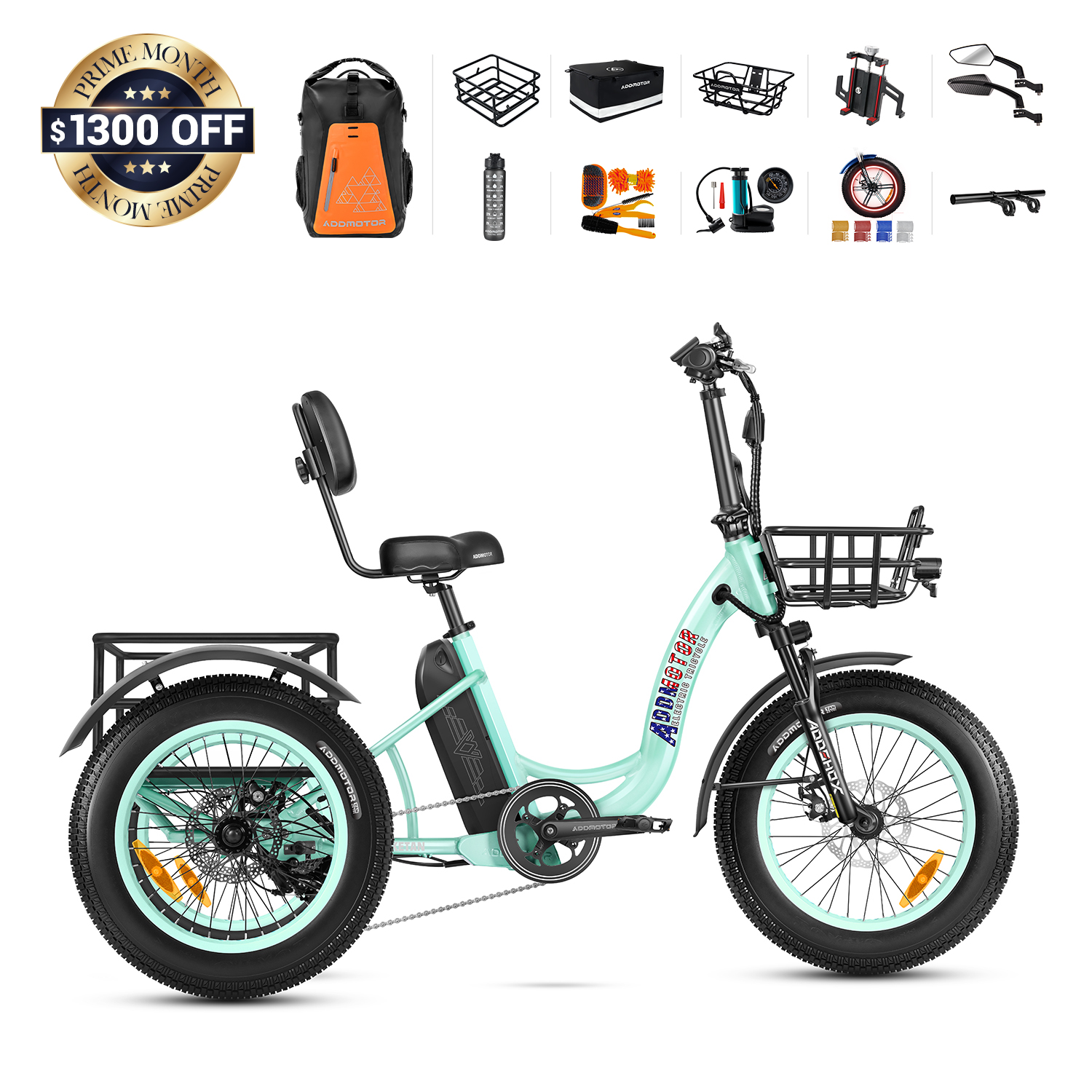 Triketan M-330 Electric Trike | Step-Thru Fat Tire Electric Trike
